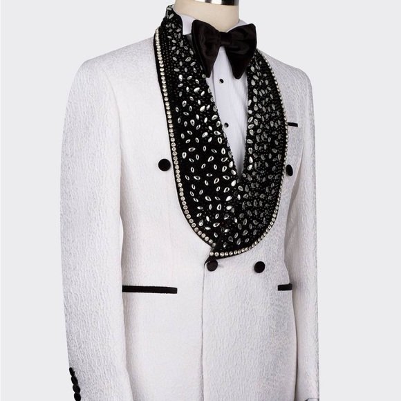 Suits & Blazers | Mens White Black Crystal Tuxedo | Poshmark